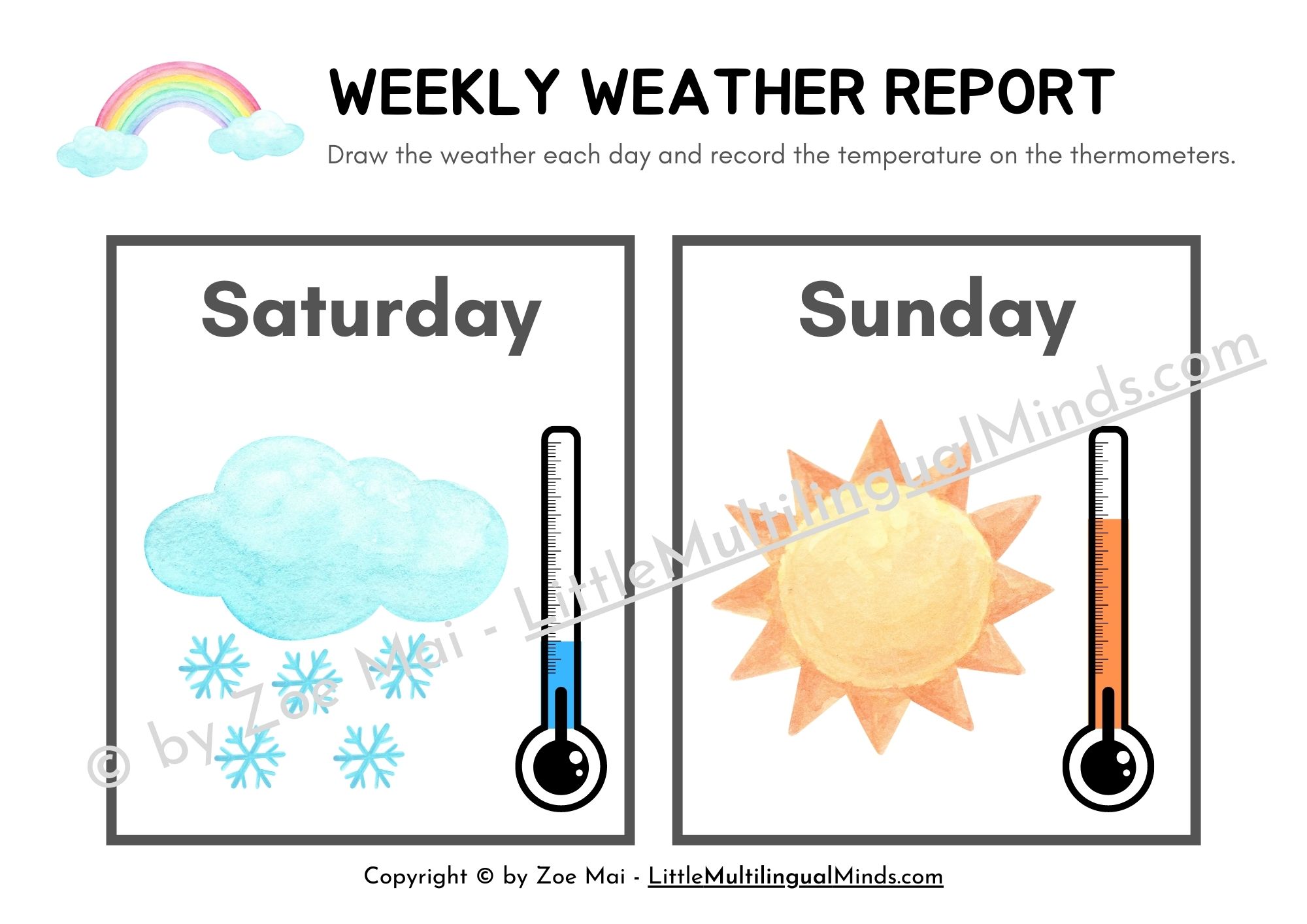 Free Weather Chart for Preschool, Pre-K, and Kindergarten